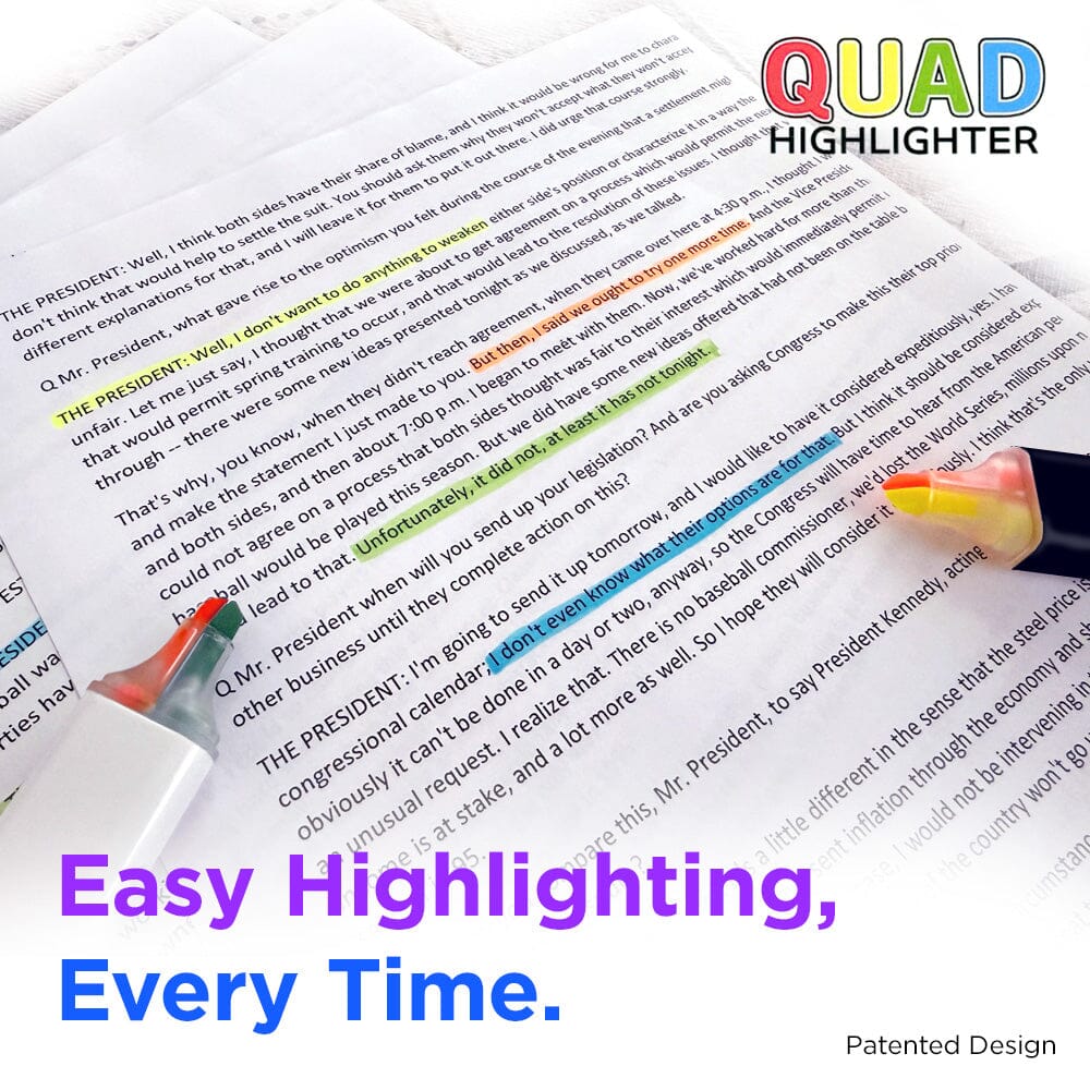 QUAD Highlighter - 1 marker 4 Colours! Featuring 2 colours per side. 4 ...